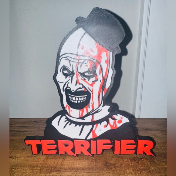 Wall Decor | The Terrifier Art The Clown Bloody 3d Logo Sign Self ...